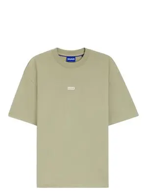 Hugo Logo-print T-shirt In Cotton Jersey - Beige