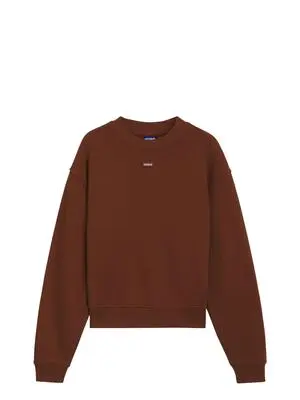 Hugo Cotton Terry Sweatshirt With Logo Badge - Brown