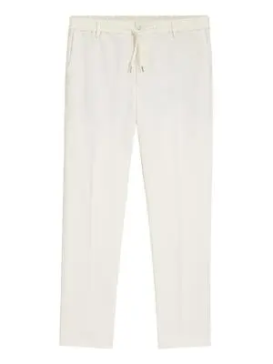 BOSS Modern-fit Stretch Twill Pants With Adjustable Waist - White