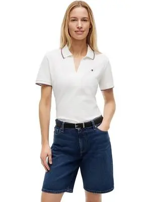 Tommy Hilfiger Regular Fit Open Placket Tipped Polo - Ecru
