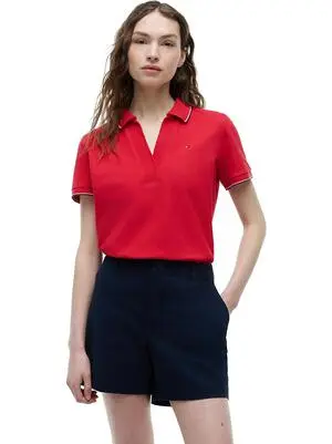 Tommy Hilfiger Open Placket Tipped Polo Shirt - Primary Red