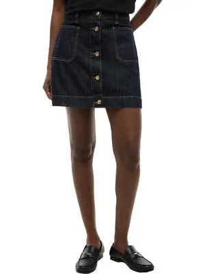 TOMMY HILFIGER Tommy Hilfiger High-Rise Button-Front Denim Mini Skirt