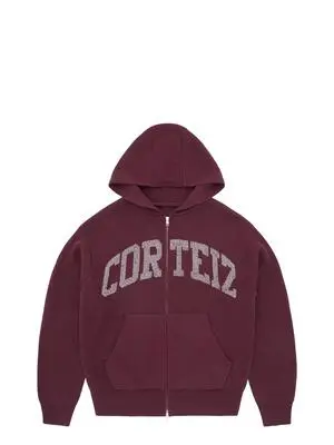 CORTEIZ 3m College Knit Zip Hoodie - Red