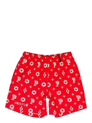PURPLE BRAND All-over Monogram Shorts - Red