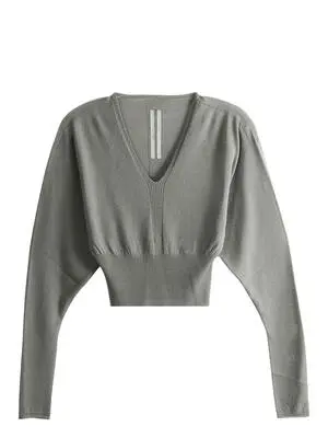 Rick Owens V-neck Cropped Knit Top - Brown