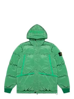 Stone Island Down Jacket With Hood - Green