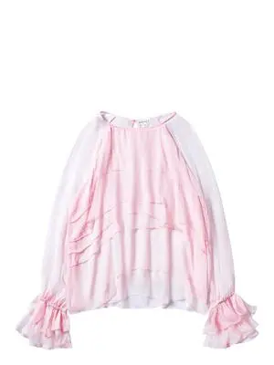ESCALE Pastel Long-sleeve Silk Blouse - Pink