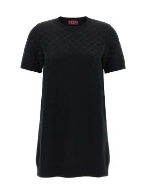 Gucci Gg Crystal Mini Dress - Black
