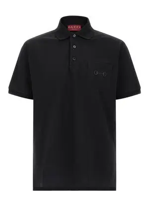Gucci Morsetto' Embroidery Polo Shirt - Black