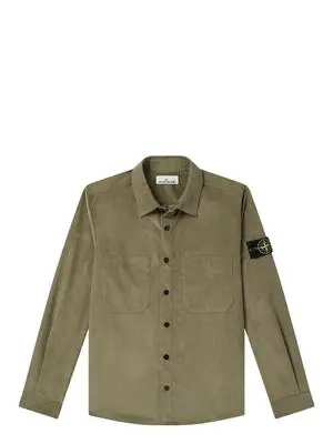 Stone Island Logo-appliquéd Cotton Corduroy Shirt - Green