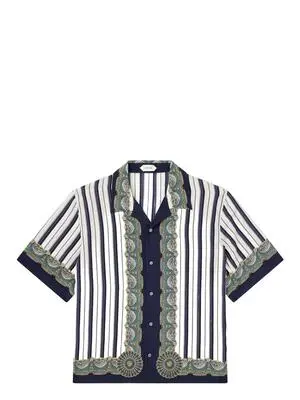 Versace Striped Silk-crepe De Chine Shirt - Blue