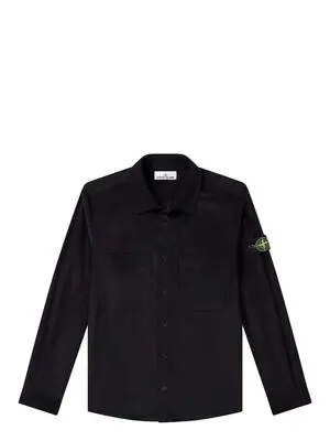Stone Island Logo-appliquéd Cotton Corduroy Shirt - Black