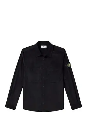 Stone Island Logo-appliquéd Cotton Corduroy Shirt - Black