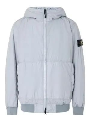 Stone Island Logo-appliquéd Garment-dyed Crinkled Shell Hooded Jacket - Blue