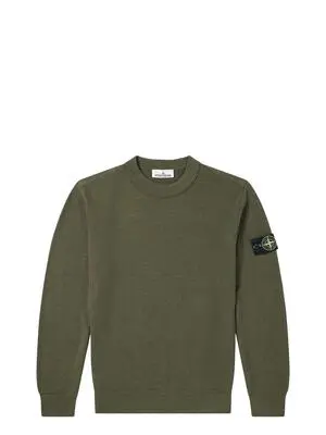 Stone Island Logo-appliquéd Ribbed Cotton Sweater - Green