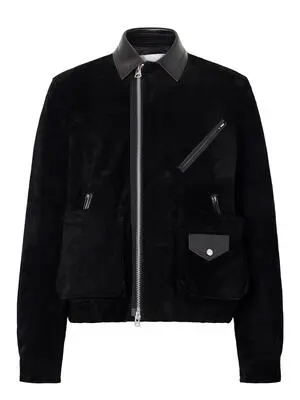 Sacai Leather-trimmed Suede Jacket - Black