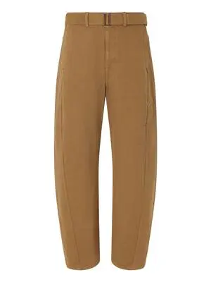 LEMAIRE Straight-leg Belted Cotton-twill Trousers - Brown