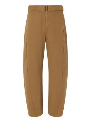 LEMAIRE Straight-leg Belted Cotton-twill Trousers - Brown