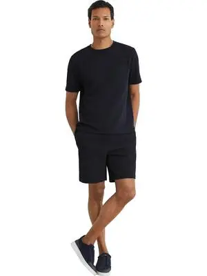 REISS Renly Textured Drawstring Shorts - Navy
