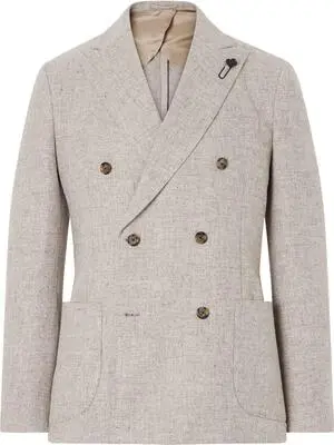 LARDINI Wool Canvas Blazer - Beige
