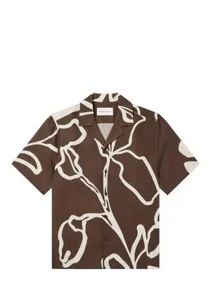 Frescobol Carioca Roberto Floral-print Linen Shirt - Brown