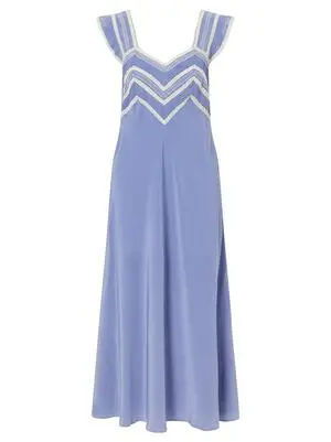 Rixo Bailee Midi Dress With Crochet Trim - Blue