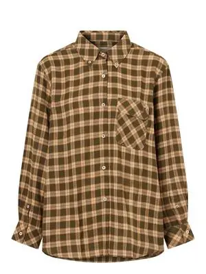 WALES BONNER Ritual Checked Flannel Shirt - Brown