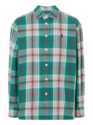 Polo Ralph Lauren Logo-embroidered Checked Cotton-twill Shirt - Green
