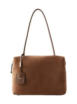 Max Mara Suede Shoulder Bag With Leather Trim - Brown