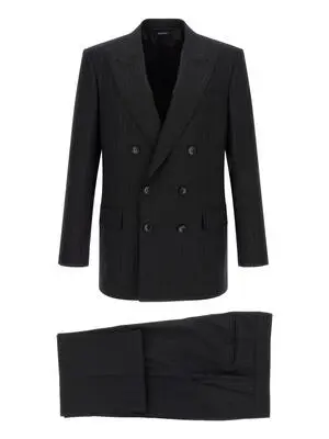 TOM FORD Pinstriped Double-breasted Dress - Black