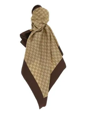 Gucci Silk Twill Gg Print Carré Scarf - Cream