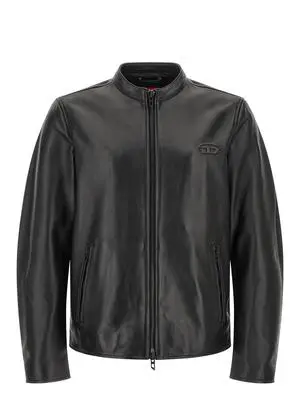 DIESEL® L-tad-wrd Leather Biker Jacket - Black
