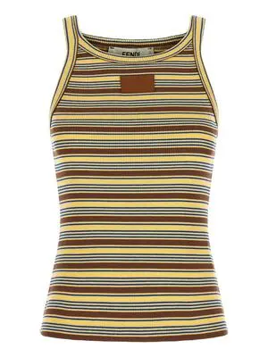 Fendi Fendi Striped Ribbed Knit Tank Top Multicolor