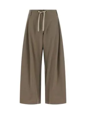Brunello Cucinelli Interlock Couture Wide Leg Cropped Pants - Gray