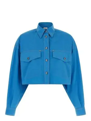 Versace Medusa Button Cropped Shirt - Blue