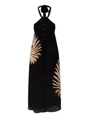 Farm Rio Ammonite Printed Habotai Tunic - Black