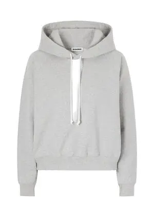 JIL SANDER Cropped Cotton-jersey Hoodie - Gray