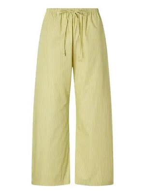 LESET Yoshi Striped Cotton And Lyocell-blend Wide-leg Pants - Yellow