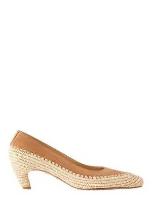 Gabriela Hearst Peggy Crocheted Suede Pumps - Neutrals
