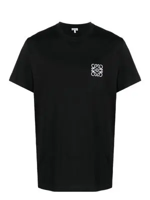 Loewe Logo Embroidered Crewneck T-shirt - Black