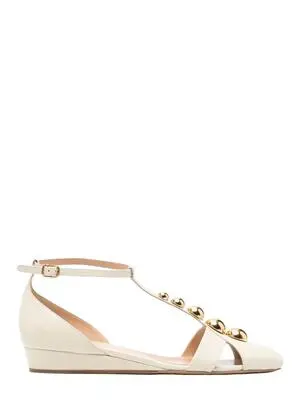 Chloé Cleia T-strap Flat Sandals With Buckle - Nude