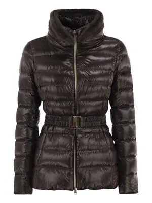 Herno High Neck Belted Puffer Jacket - Black