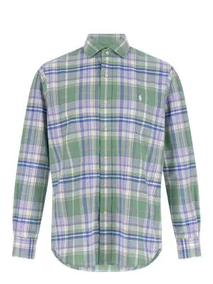 Polo Ralph Lauren Custom-fit Plaid Embroidered-logo Shirt - Gray