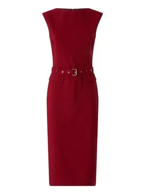 Pinko Sleeveless Belted Dress With Silver-tone Buckle - Red