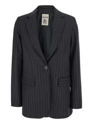 SEMICOUTURE Striped Blended-fabric Blazer - Grey
