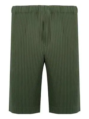 Issey Miyake Homme Plissé Pleated Straight-leg Shorts - Green