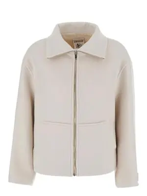 SEMICOUTURE Long Sleeve Collared Jacket - White