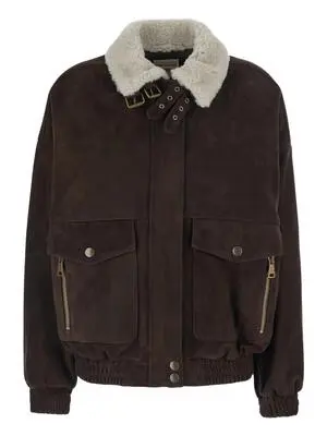 SEMICOUTURE Semicouture Gloria Shearling Collar Bomber Jacket