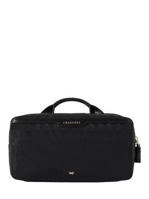 ANYA HINDMARCH Leather-trimmed Jacquard Case - Black