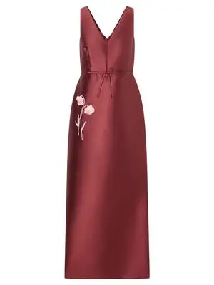 Erdem Embroidered Mikado Gown - Red